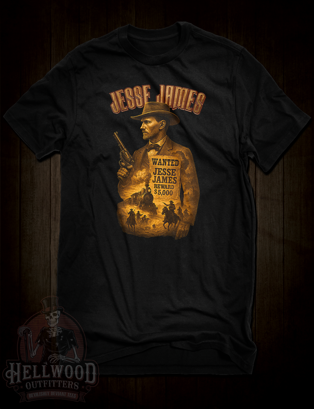 Jesse James Wanted T-Shirt – Outlaw Western History Tribute – Hellwood ...